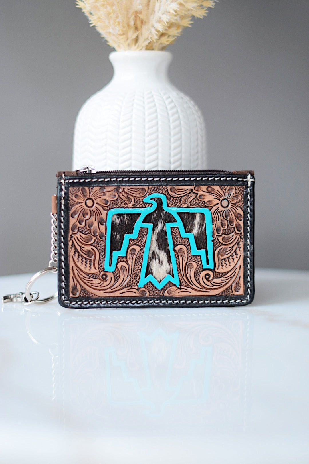 Thunderbird Western Cowhide Leather Keychain Wallet – Buckin' Cowgirl