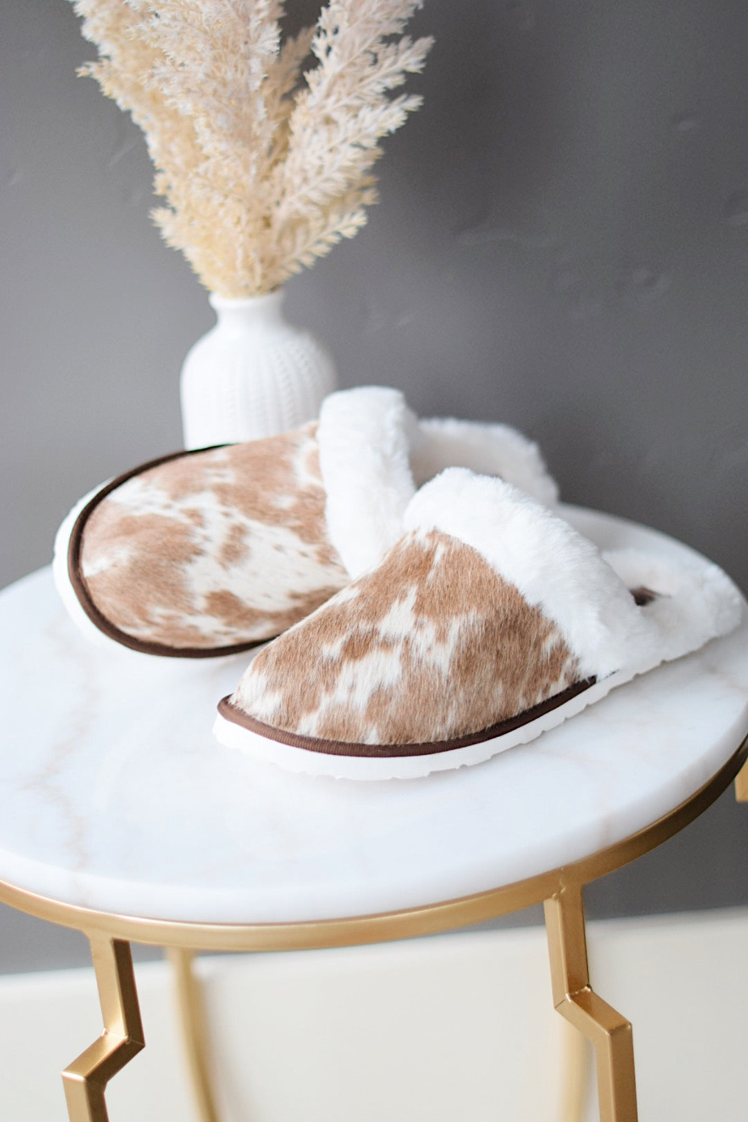 Cowhide Slippers – Buckin' Cowgirl